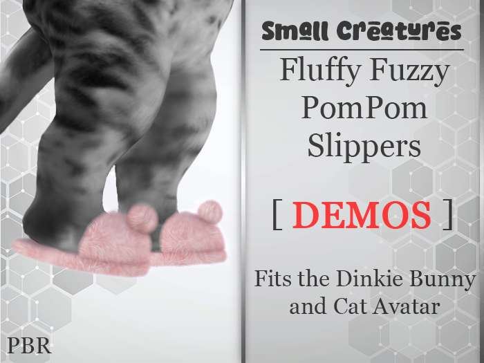 Second Life Marketplace - Small Creatures - Fluffy Fuzzy PomPom Slippers DEMOS